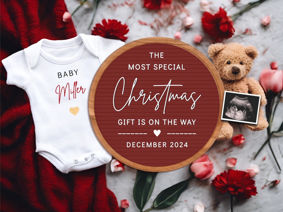 Digital Pregnancy Announcement Christmas, Baby Announcement, Editable ...