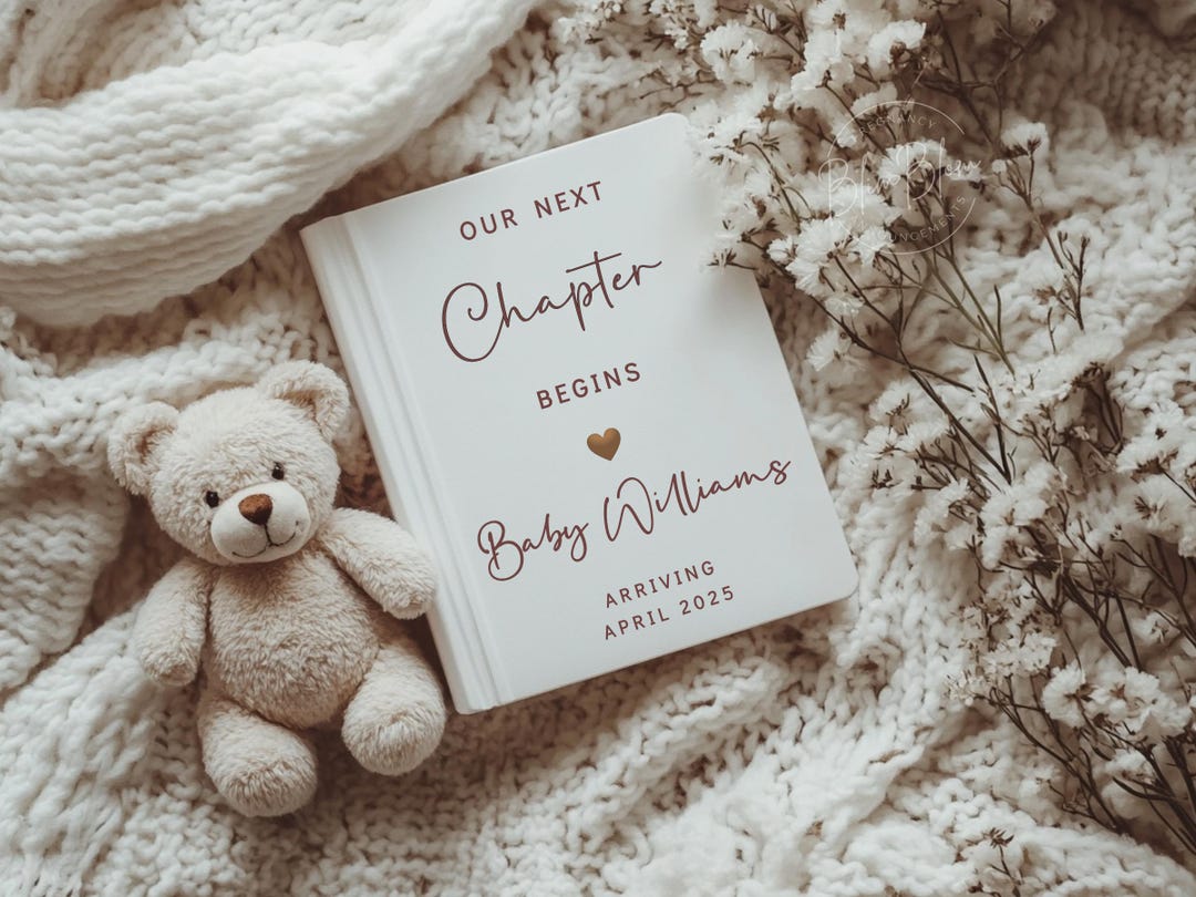 Book Pregnancy Announcement: Neutral Boho Template (digital) - Etsy
