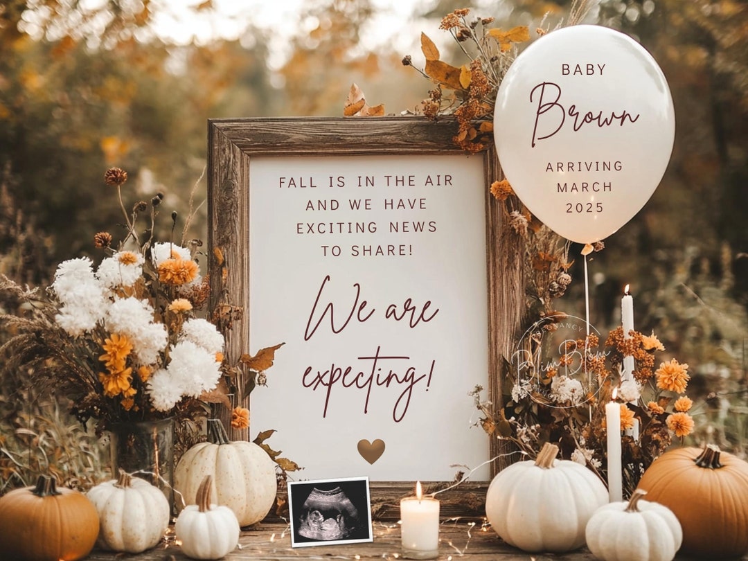 Fall Pregnancy Announcement Digital Social Media Baby Announcement We ...