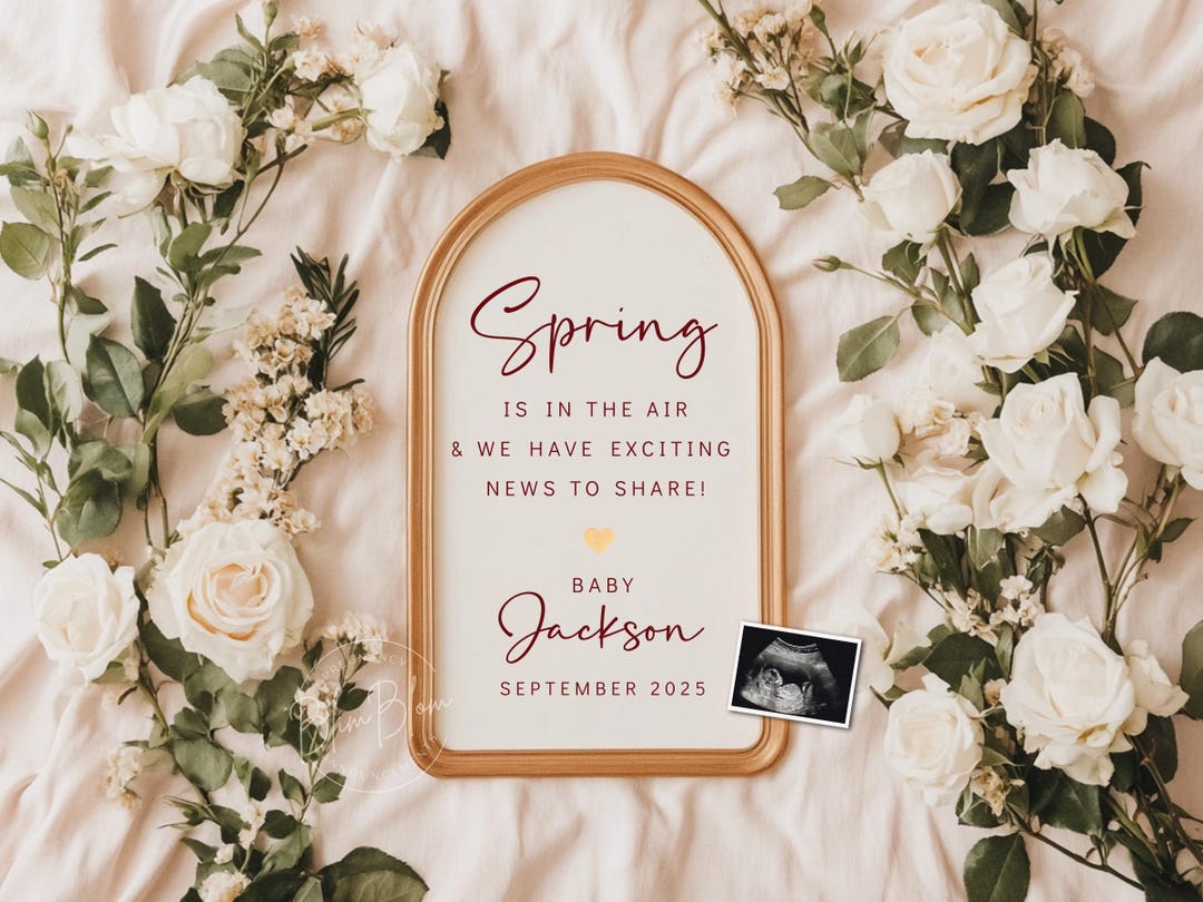 Spring Pregnancy Announcement Digital, Baby Announcement, Editable ...