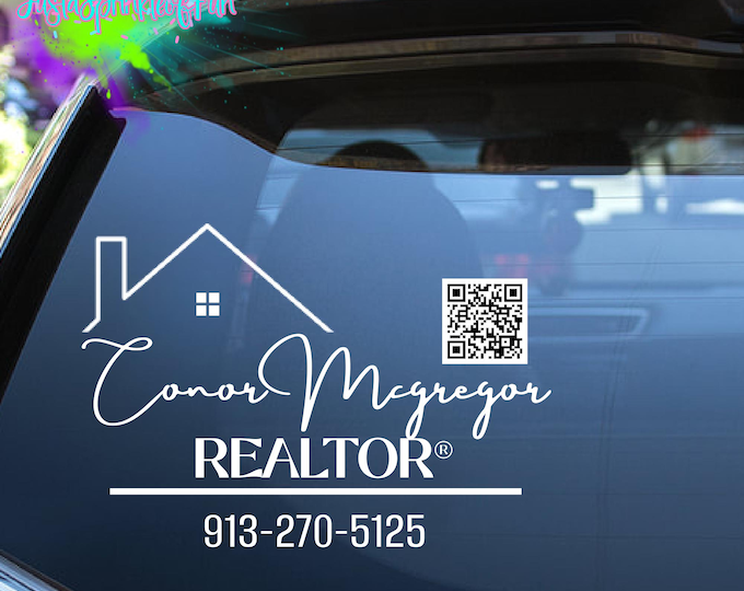 Custom QR Code | REALTOR Decal | Custom Vinyl Decal | Real Estate Agent ...
