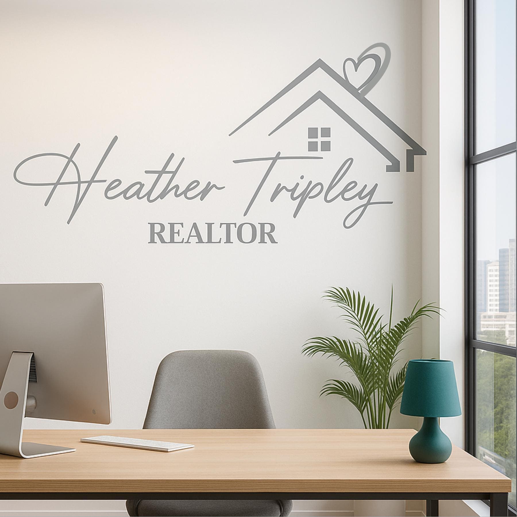Custom Realtor Wall Decal, Real Estate Office Decor, Script Name Vinyl ...