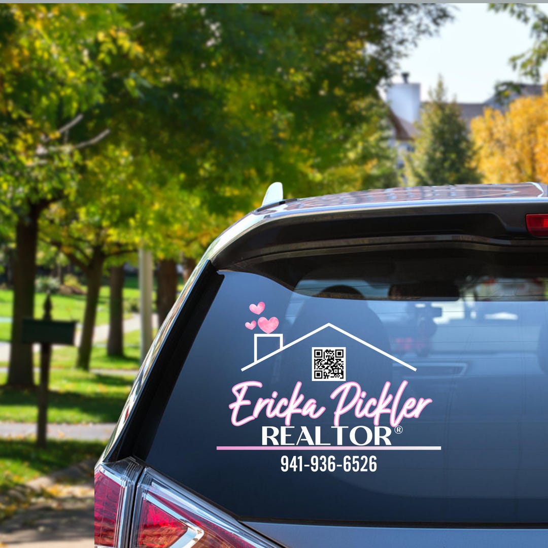 Custom Realtor Car Window Decal, QR Code Real Estate Marketing Sticker ...