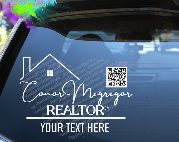 Custom QR Code REALTOR Decal Custom Vinyl Decal Real Estate Agent Decal ...