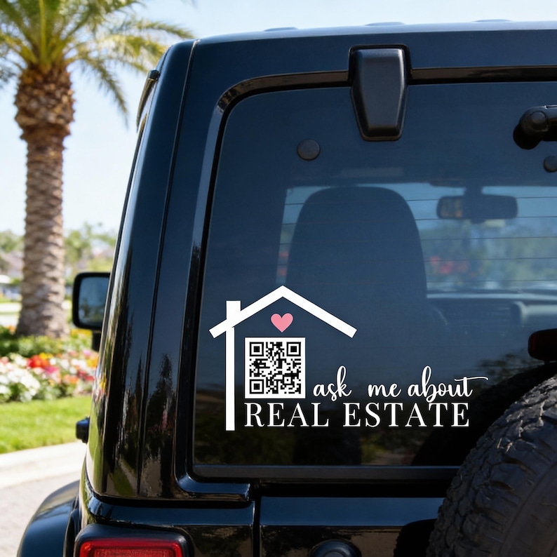 Ask Me About Real Estate QR Code Decal for Car - Realtor Vinyl Sticker ...