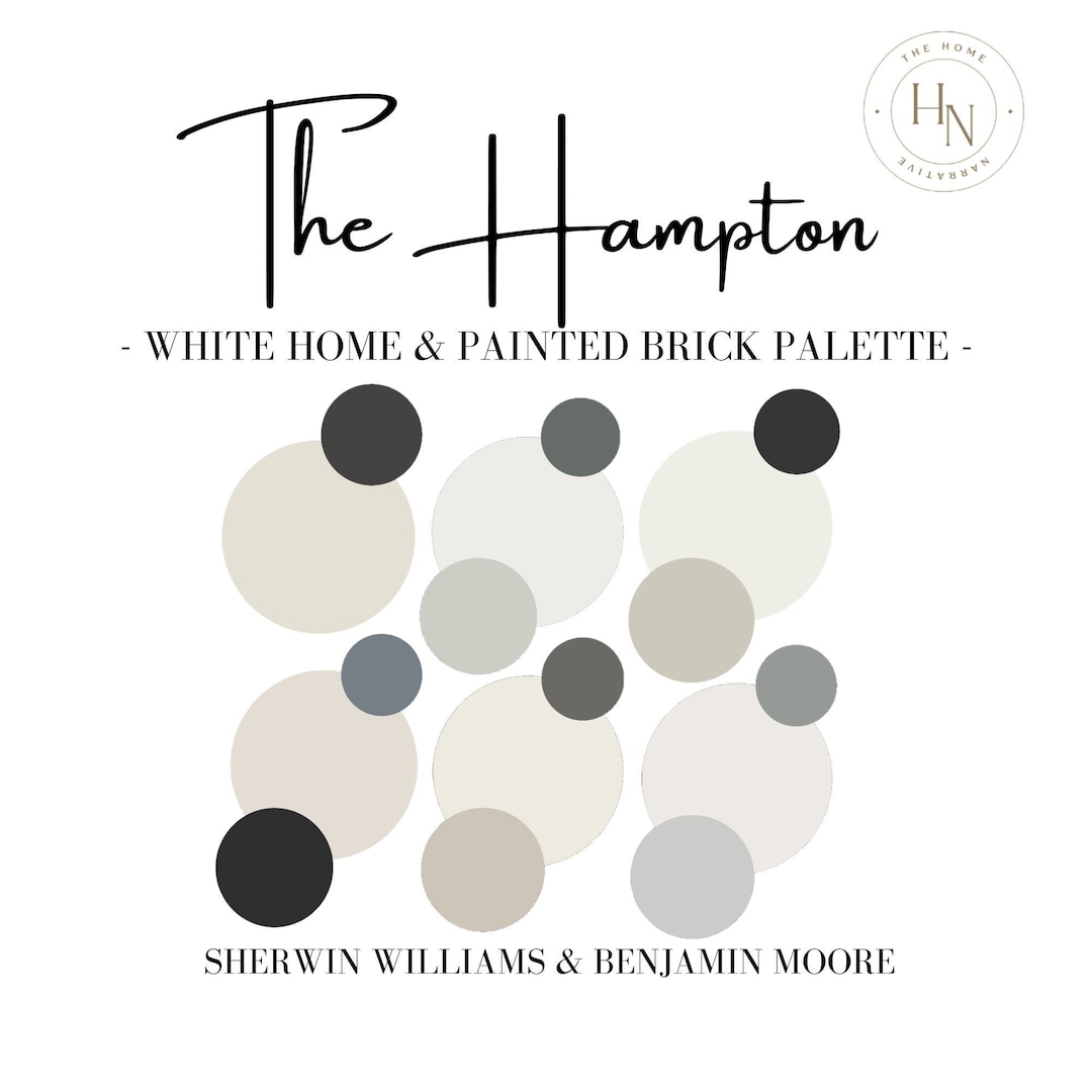 The Hampton- White Home and Painted Brick Paint Palette. Benjamin Moore ...