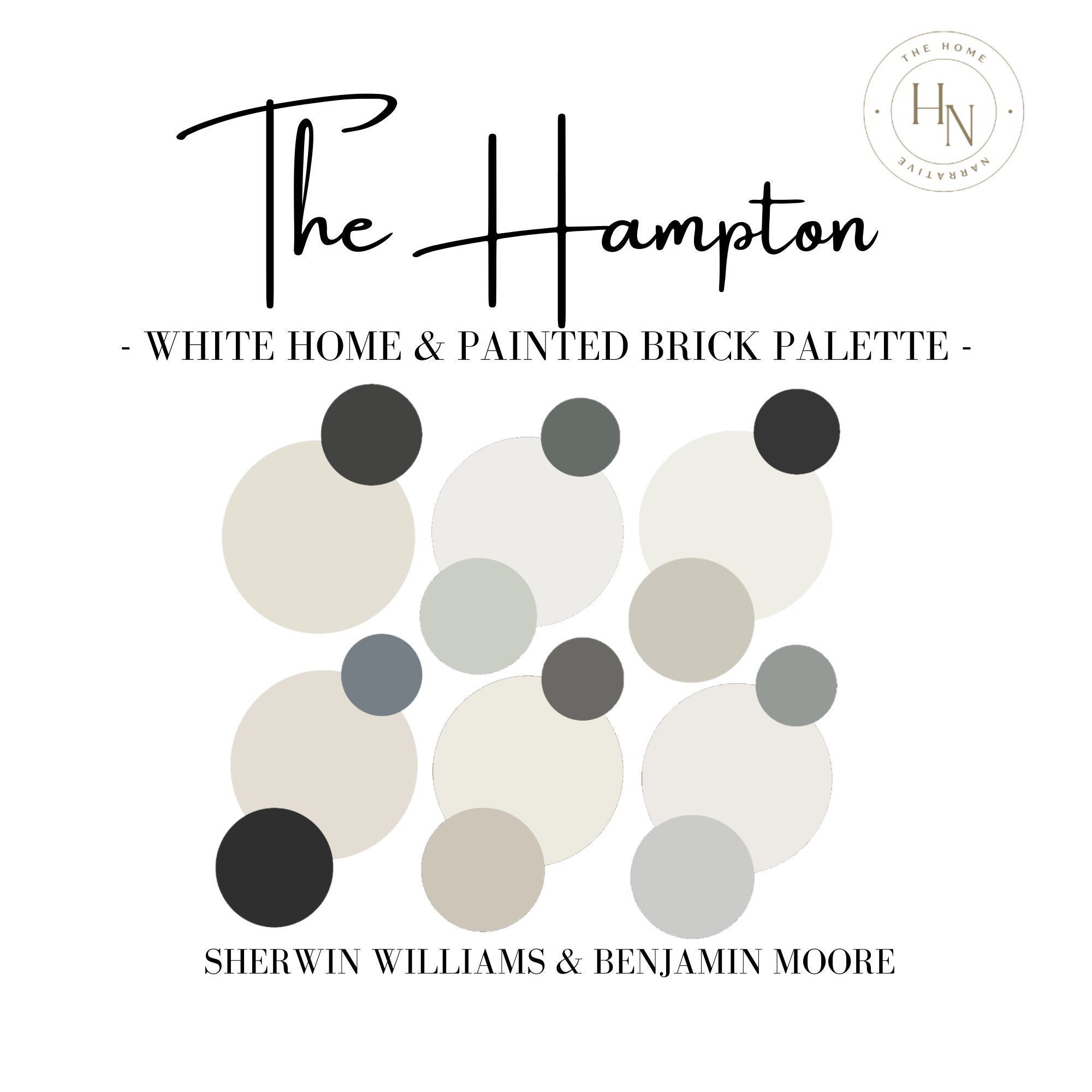 The Hampton- White Home and Painted Brick Paint Palette. Benjamin Moore ...