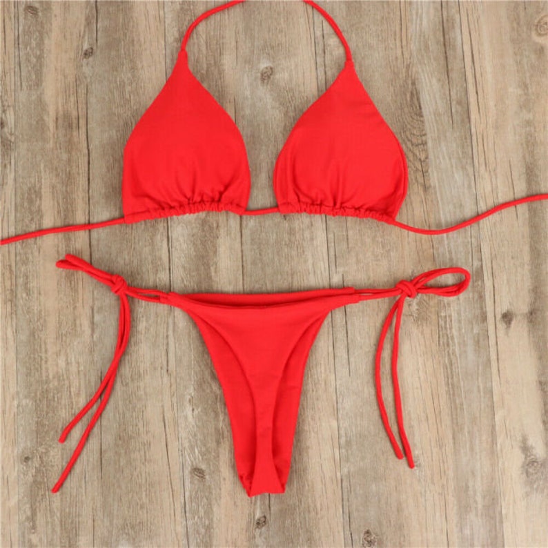 Summer Sexy Solid Mirco Bikini Sets Women Tie Side G String Etsy