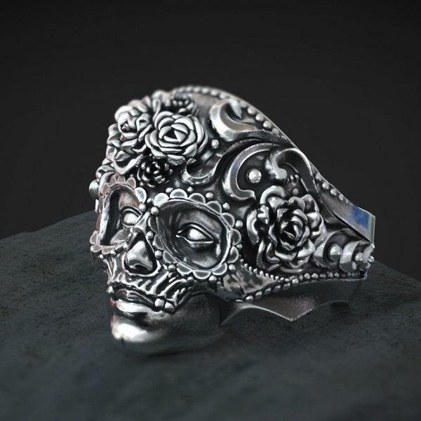 Sugar Skull Ring - Etsy