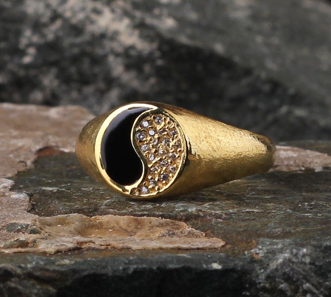 Gold Ying Yang Ring Minimalist Gold Color Ring Sterling - Etsy