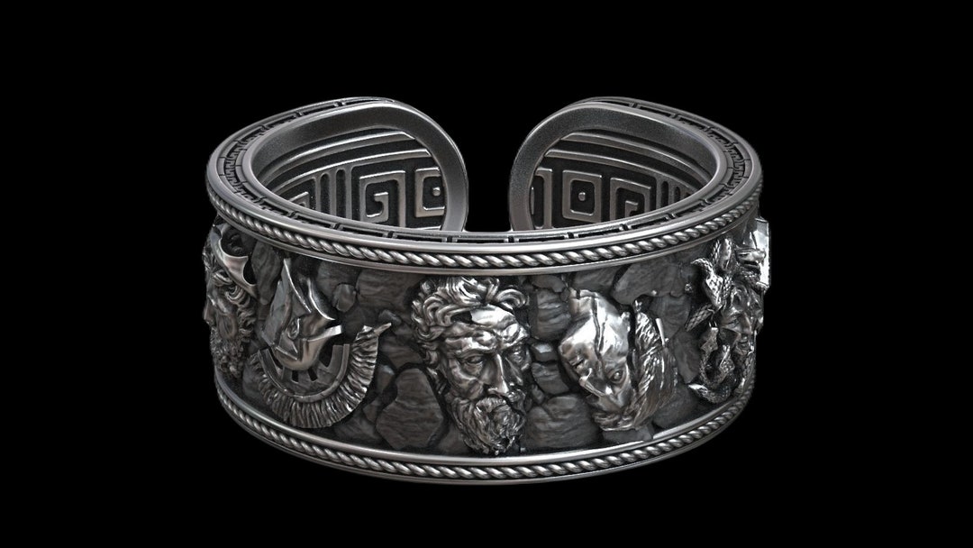 Antique Greek Olympus Gods Ring Sterling Silver Mythology - Etsy