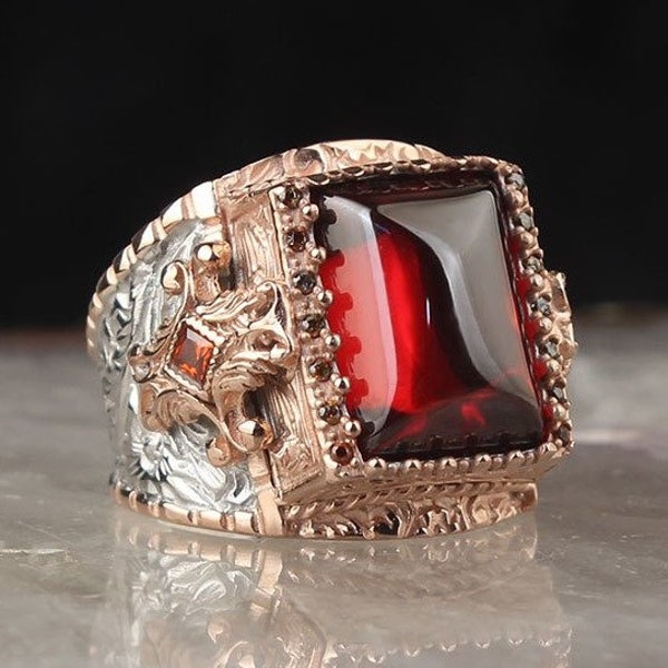 Red Stone Ring - Etsy