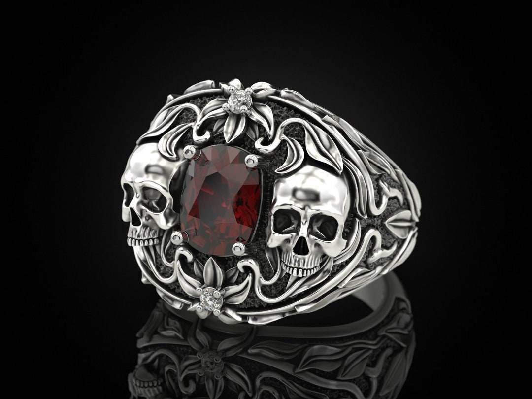 Life & Death: Skull Gemstone Ring 925 Silver - Etsy