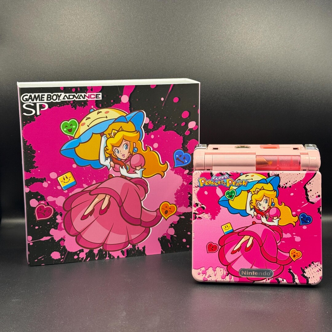 Princess Peach Pink Gameboy Advance SP W/ Backlit IPS V5 Screen + USB-C ...