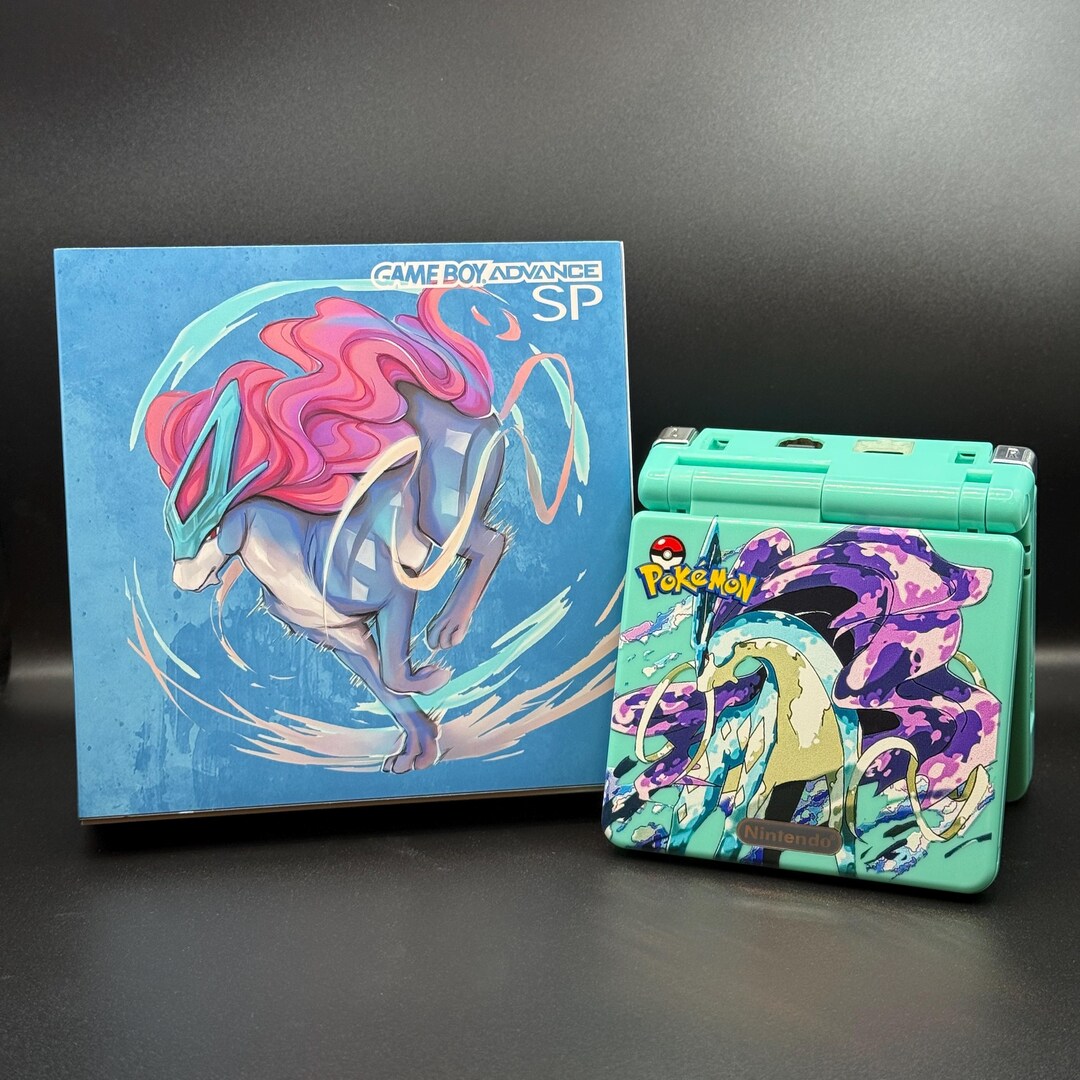SUICUNE Legendary Custom Gameboy Advance SP W/ Ips V5 Backlit Screen, Enhanced Audio, Usb-c ...