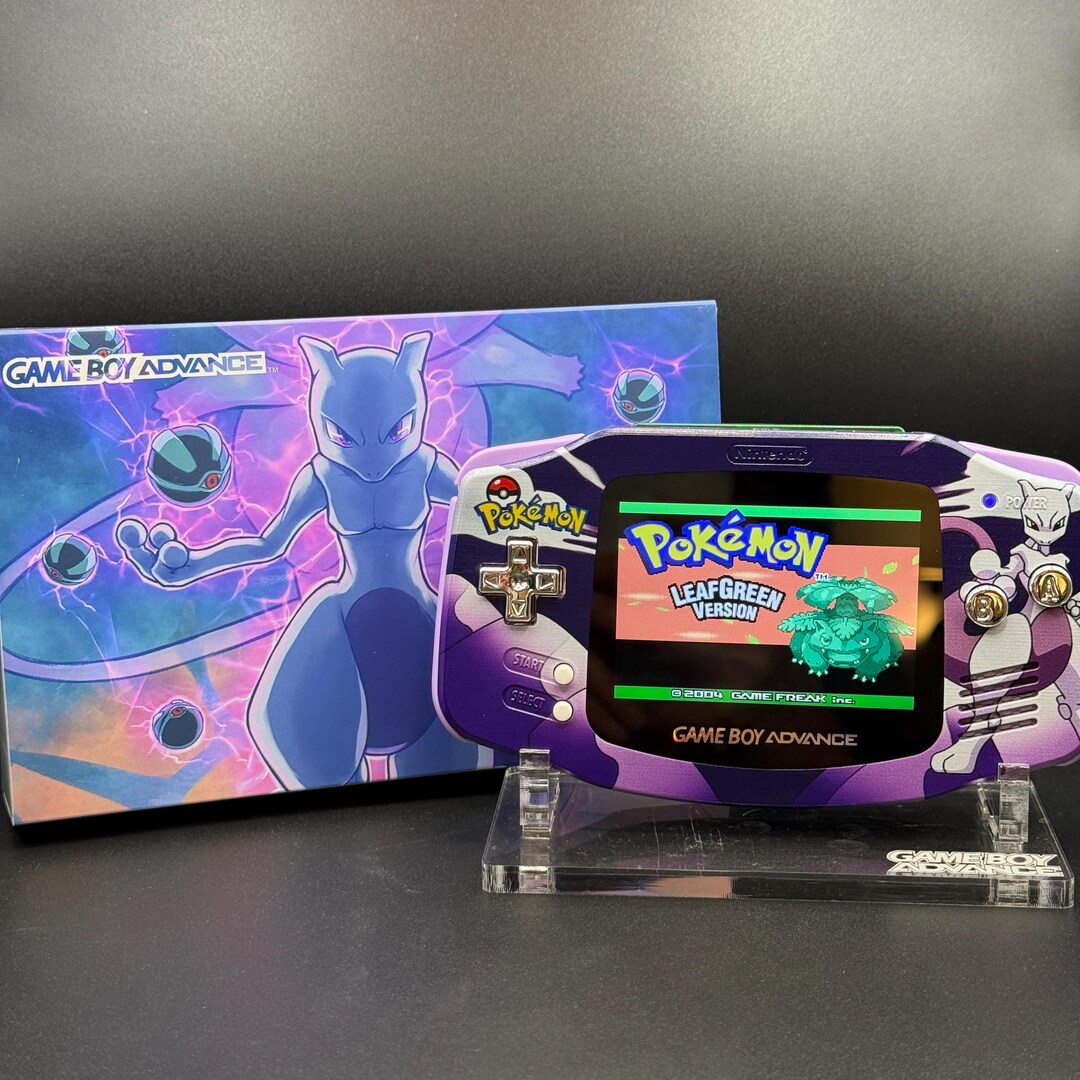 Mewtwo Custom Gameboy Advance W/ Backlit IPS Screen, Enhanced Audio ...