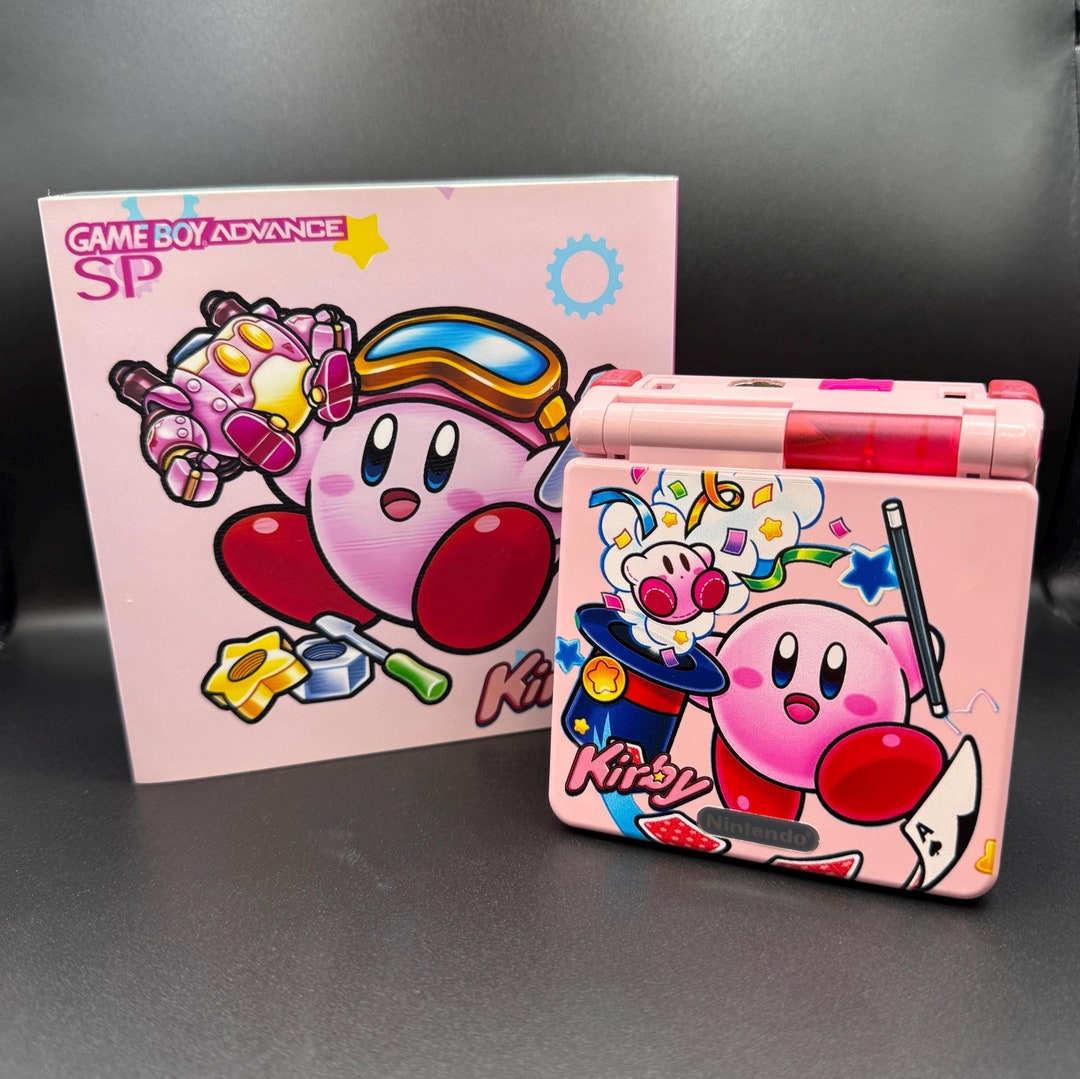 KIRBY Pink Custom Gameboy Advance SP W/ IPS Backlit Screen, Enhanced ...