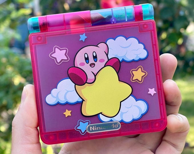 KIRBY Custom Gameboy Advance SP W/ Backlit IPS V5 Screen, Enhanced ...