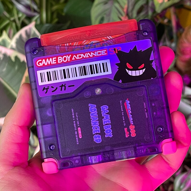 Gengar Custom Gameboy Advance SP W/ IPS V5 Backlit Screen + USB-C ...