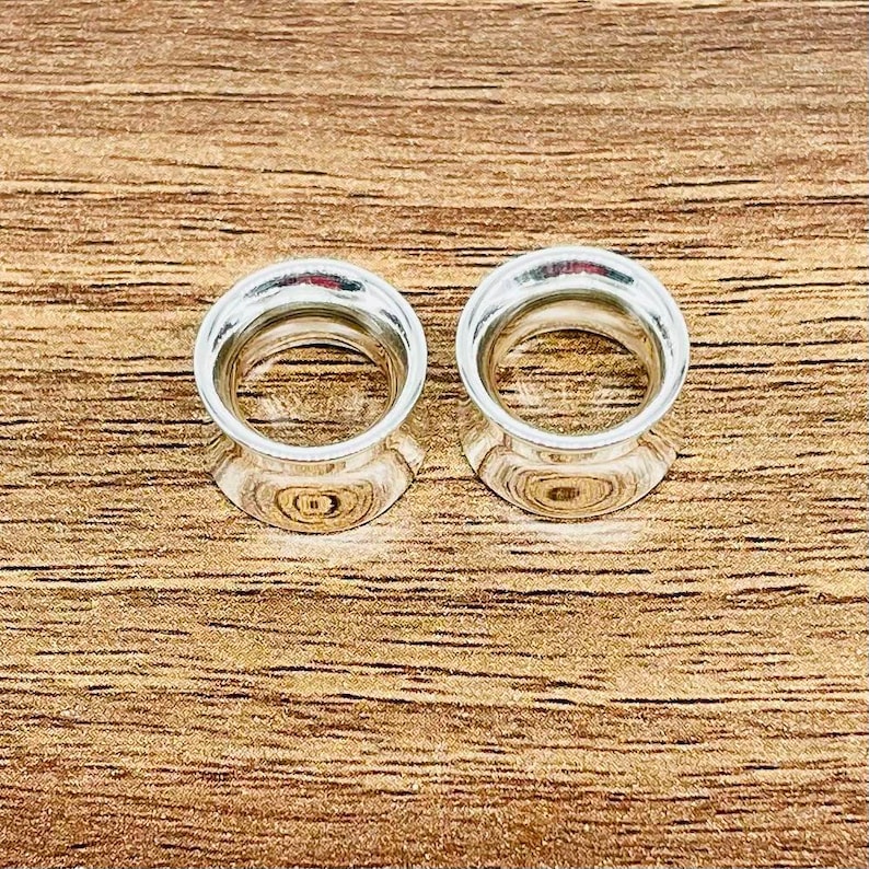 Pair of Beautiful 925 Shiny Sterling Silver Tunnels Plugs - Etsy