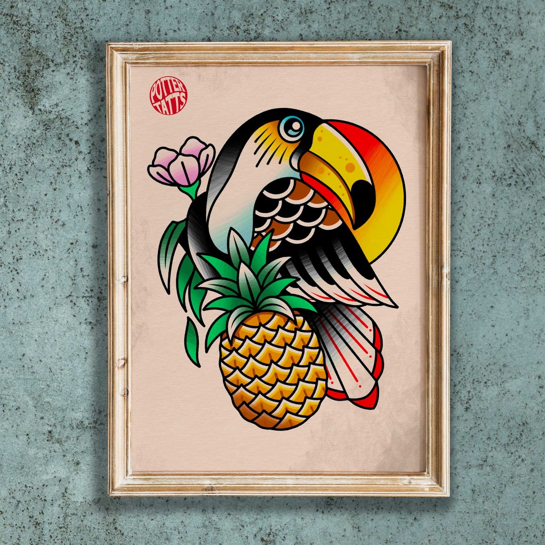 Traditional Toucan Old School Traditional Tattoo Flash Print Exotic ...