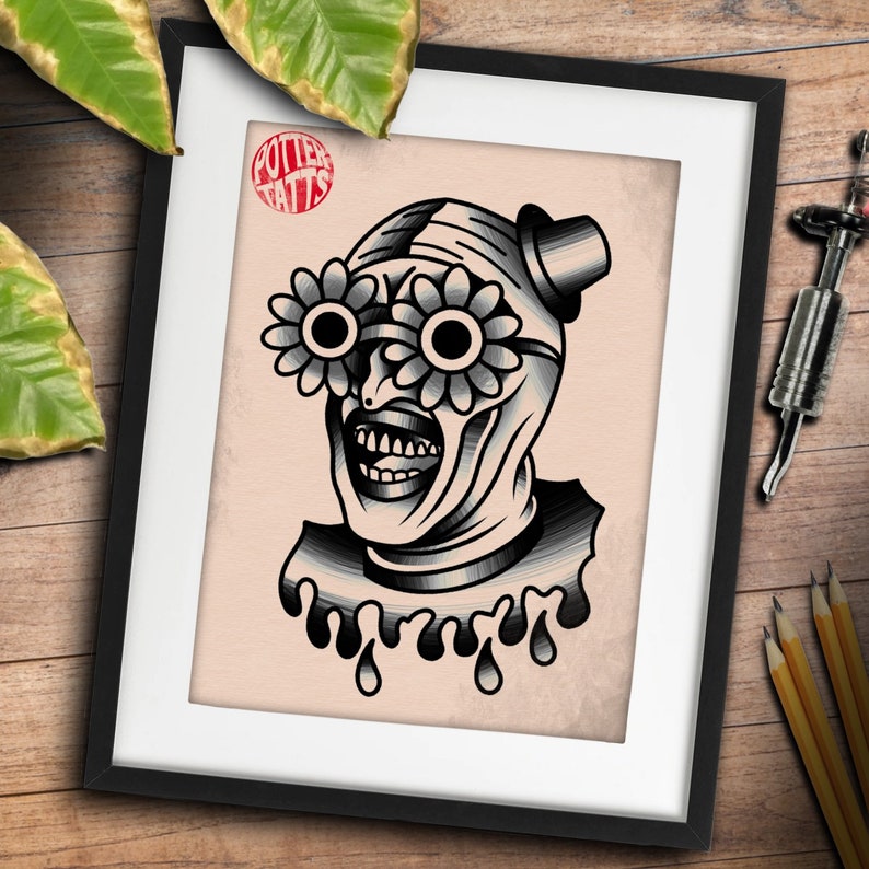 Art the Clown Terrifier Traditional Tattoo Flash Art Print - Etsy UK