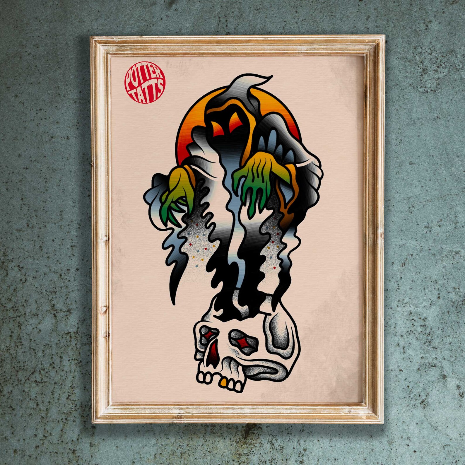 Traditional Wizard Ghoul Old School Traditional Tattoo Flash Print - Etsy