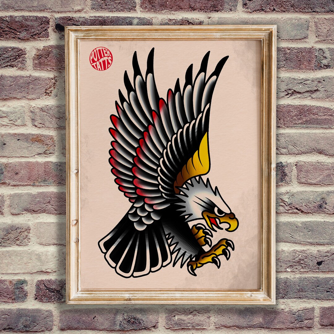 Old School Eagle Traditional Tattoo Flash Art Print - Etsy