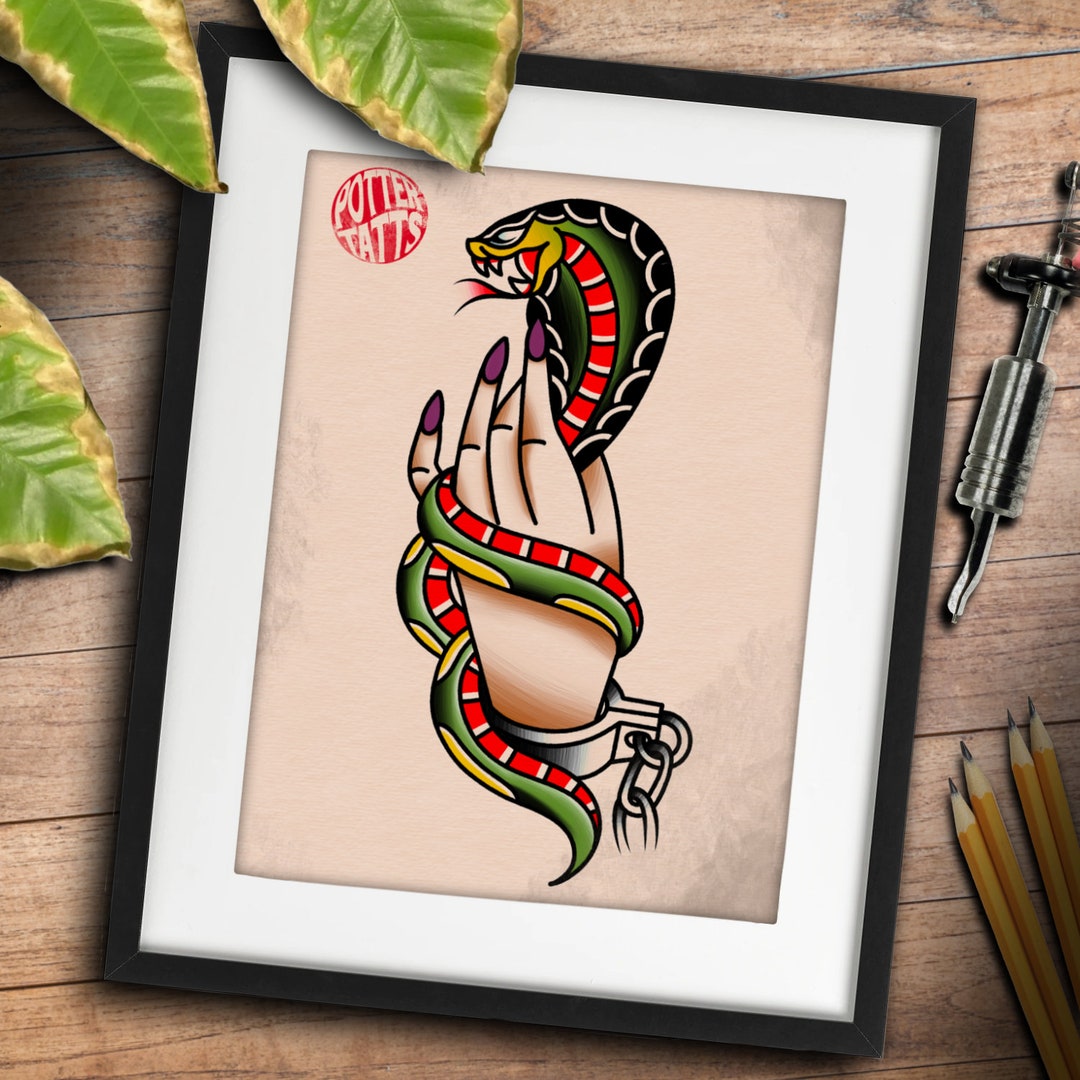 Traditional Snake Traditional Tattoo Flash Art Print - Etsy