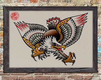 Traditional Tattoo Flash Eagle Old School - Etsy