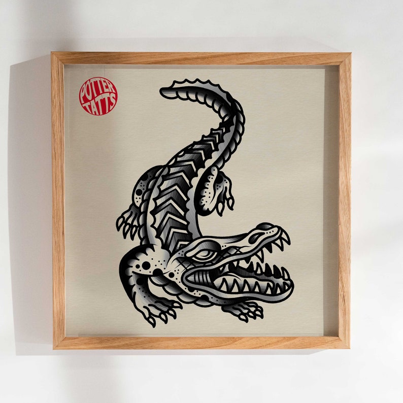 Traditional Alligator Old School Traditional Tattoo Flash Print - Etsy