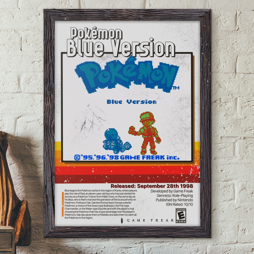 Pokemon: Blue Version Retro Style Video Game Poster Art Print - Etsy