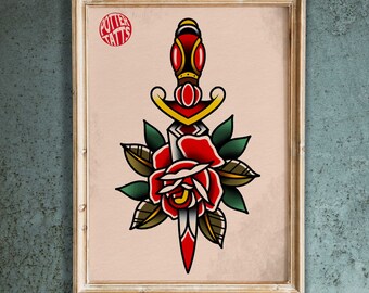 Dagger Tattoo Flash - Etsy