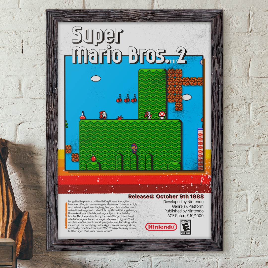 Super Mario Bros 2. Retro Style Video Game Poster Art Print - Etsy