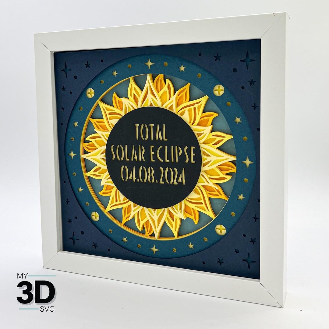 Total Solar Eclipse Framed 3D Shadow Box, Handmade Gift, Multiple ...