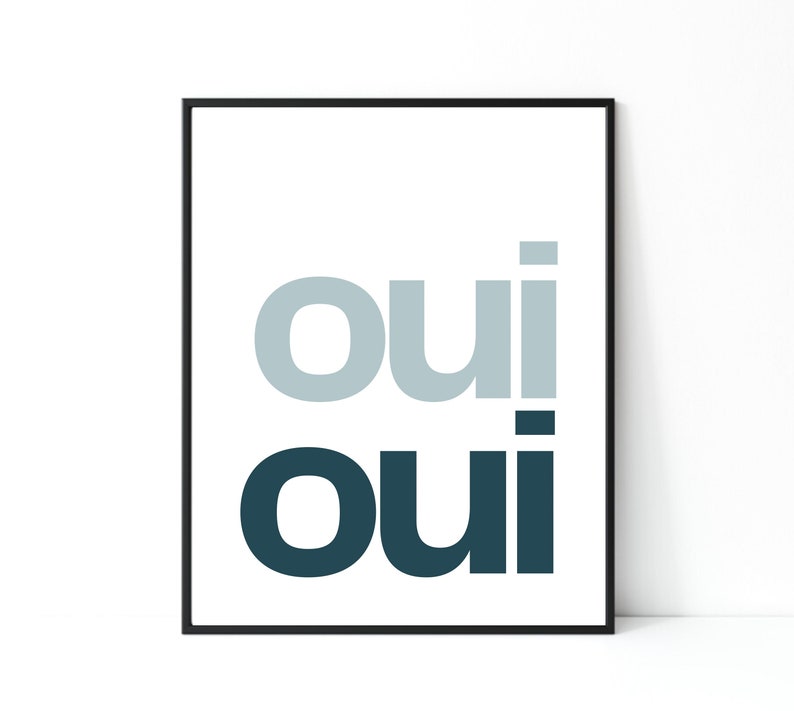 Oui Oui Print Toilet Bathroom Wall Art Prints French Quote Art Green ...