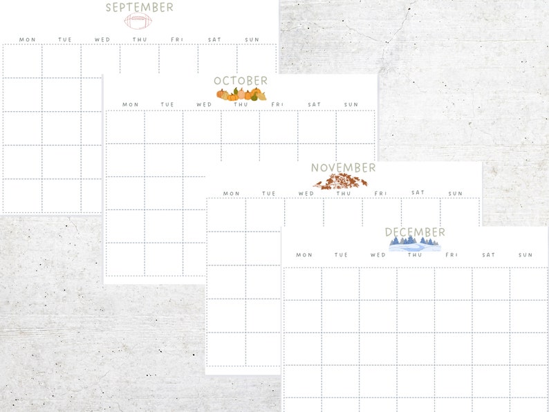Printable Blank Calendar, Printable Blank Monthly, Digital Download 11 ...