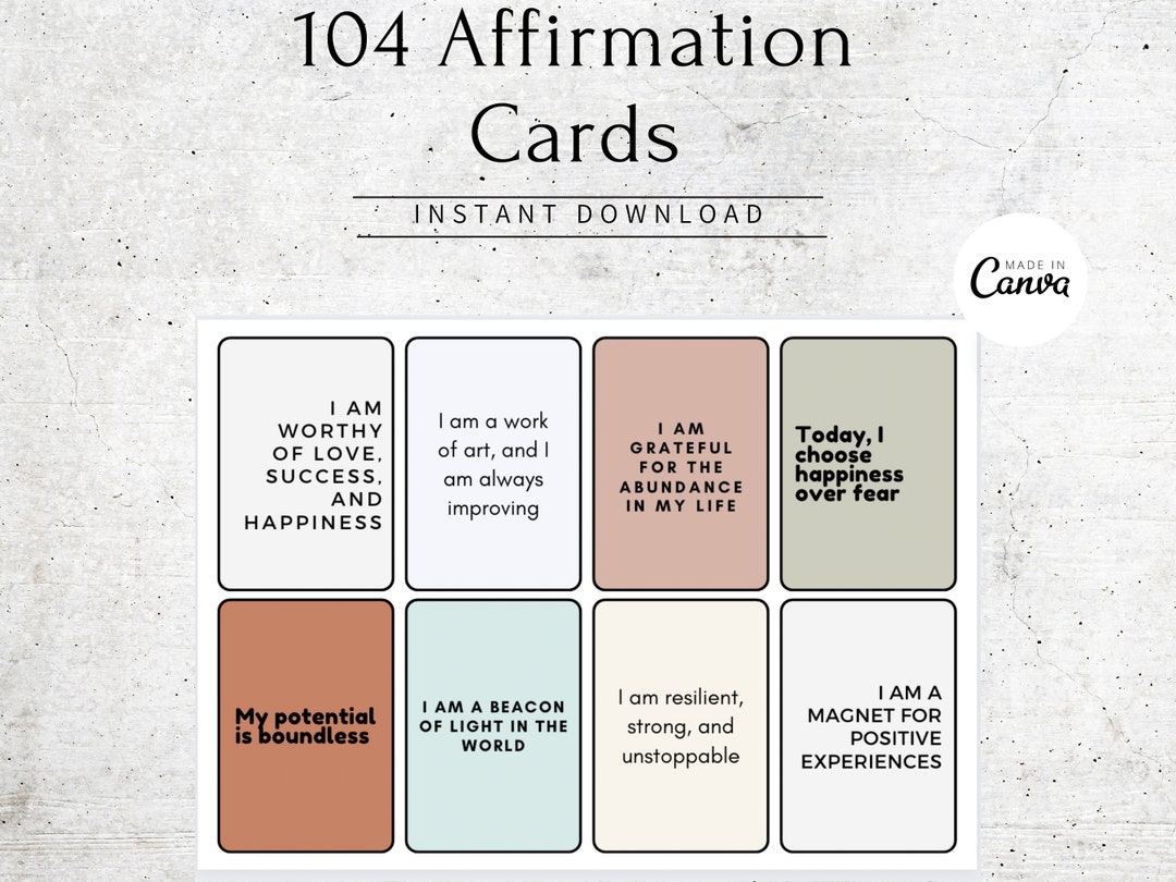 Digital Affirmation Cards, 104 Affirmation Cards, Vision Board ...