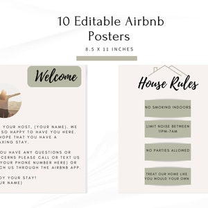 10 Editable Airbnb Posters, Wifi Sign, Rental Posters, Guest ...
