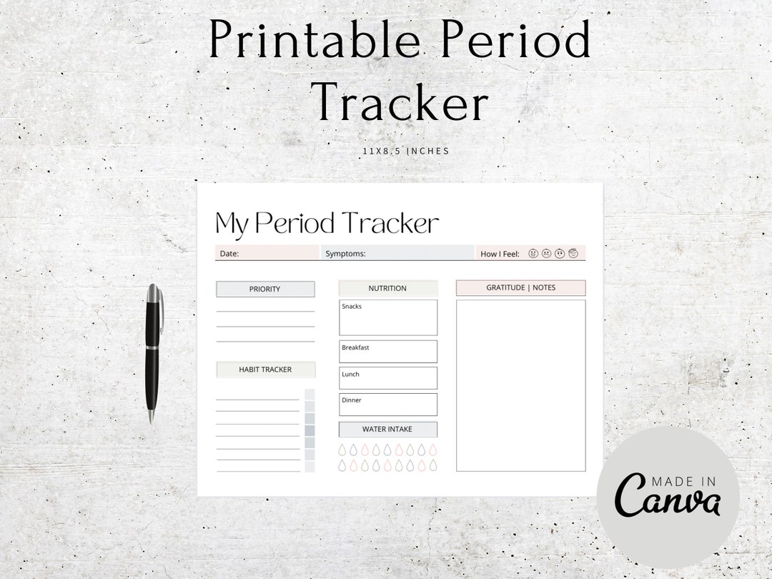 Printable Period Tracker, Symptom Tracker, Habit Tracker, Nutrition ...