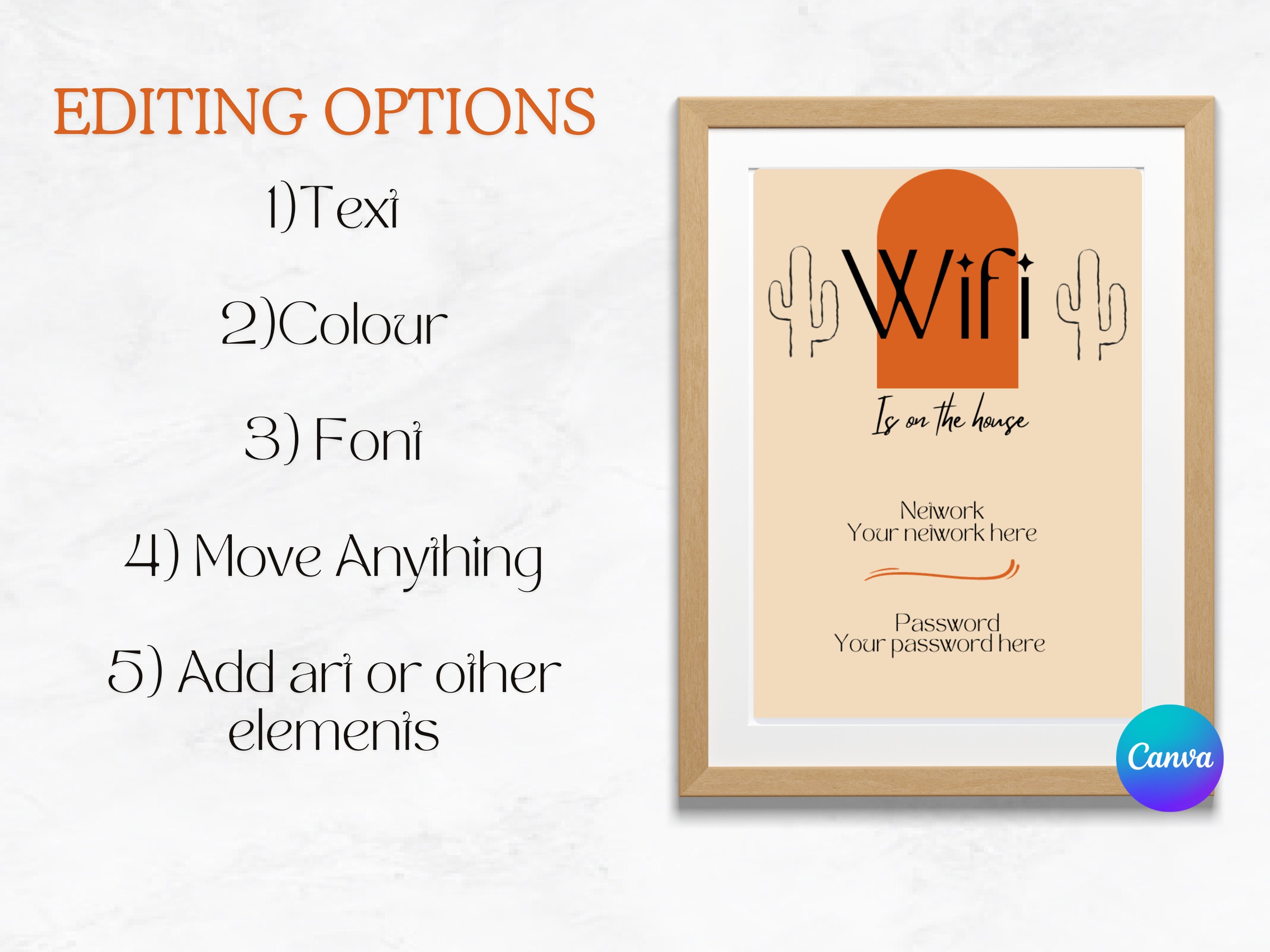 Wifi Password Sign, Printable PDF, Wifi Template, Airbnb Wifi Sign ...