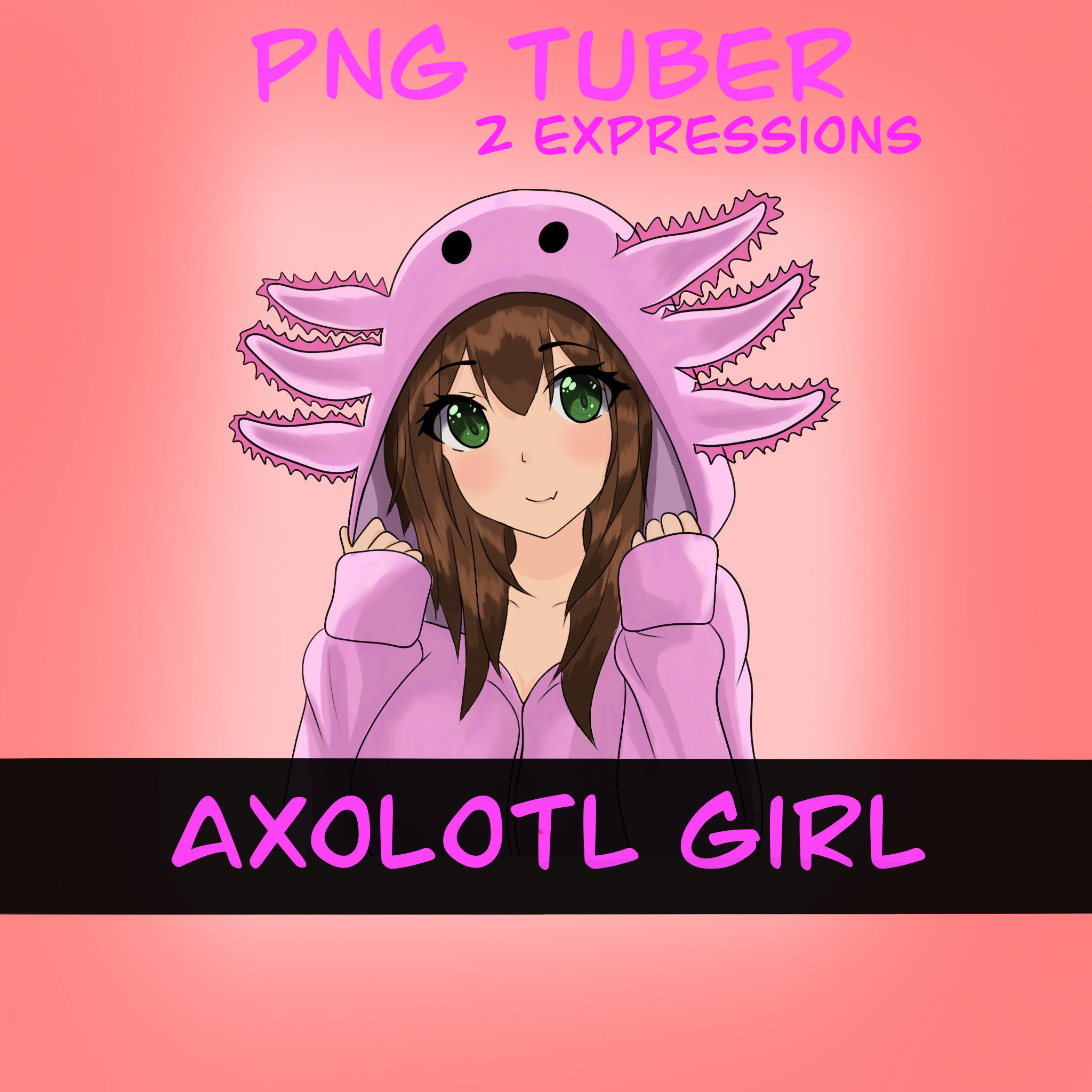 Axolotl Girl / PNG Tuber / Green Eyes / Brown Hair / Twitch / Youtube ...