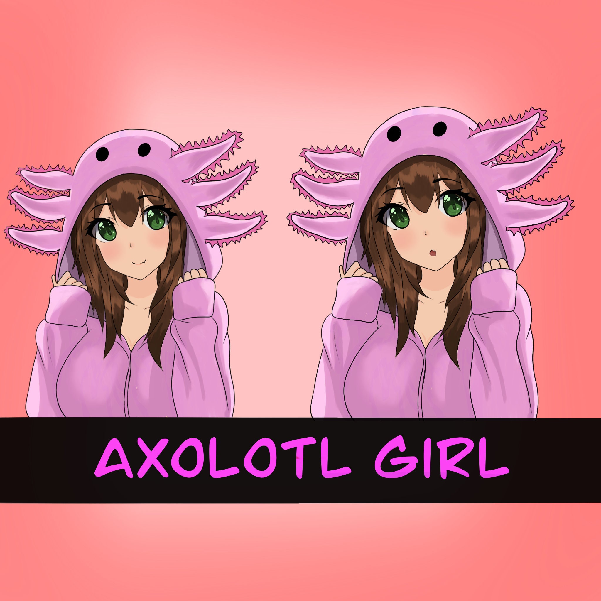 Axolotl Girl / PNG Tuber / Green Eyes / Brown Hair / Twitch / Youtube ...