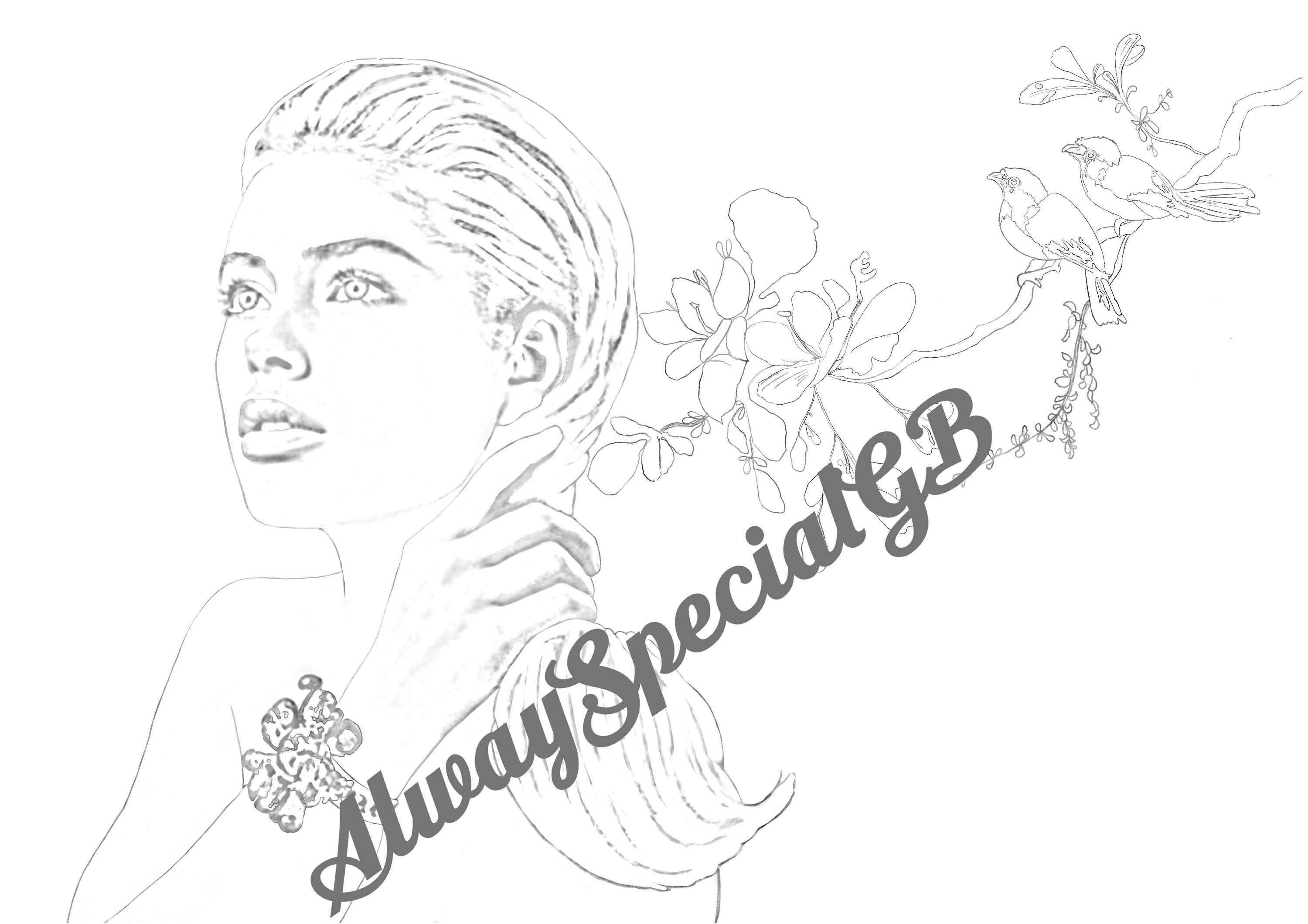 Beautiful Lady Colouring Page. Adult - Etsy Norway