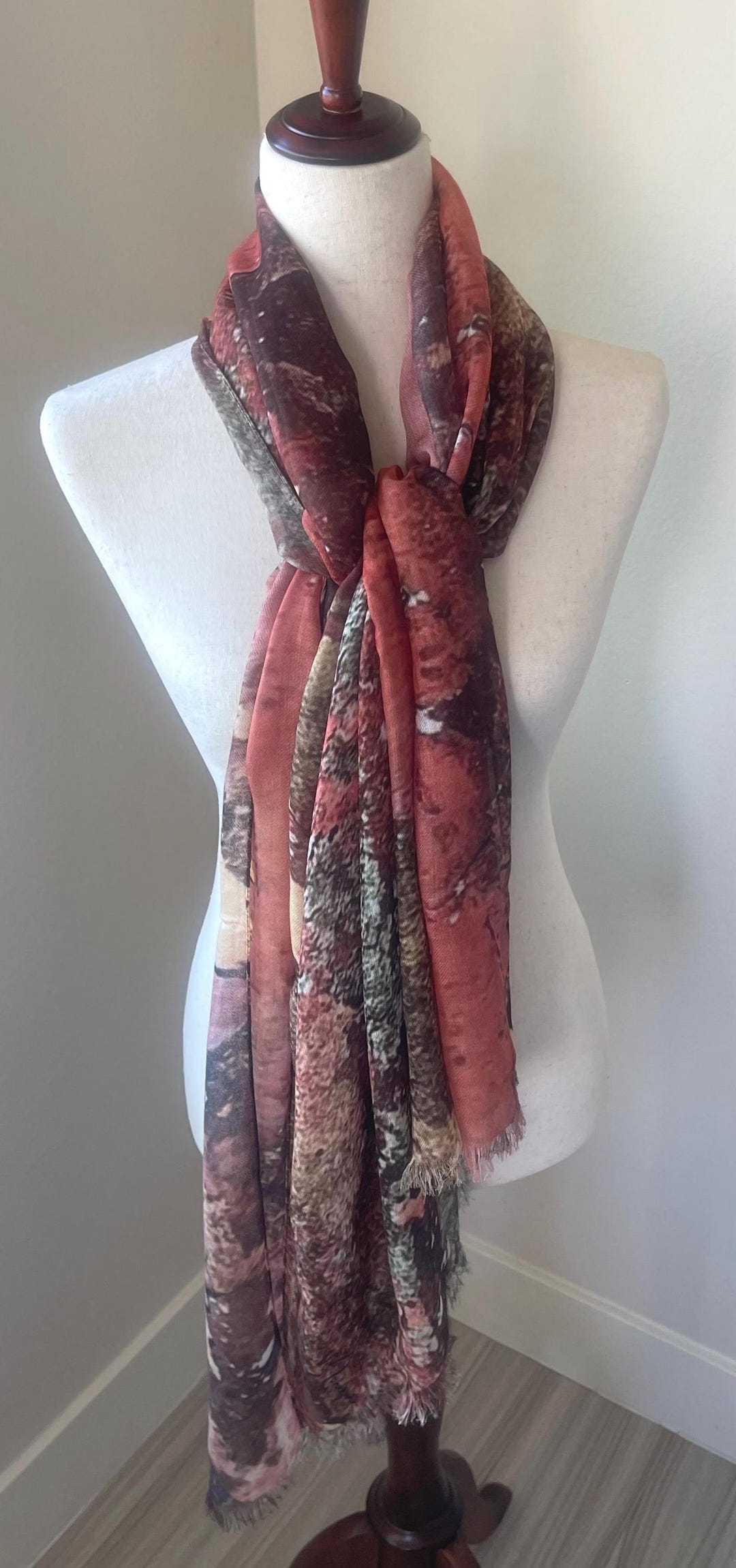 Birch Forest Modal Scarf: Lichen Bark Design, USA Crafted, Holiday Gift ...