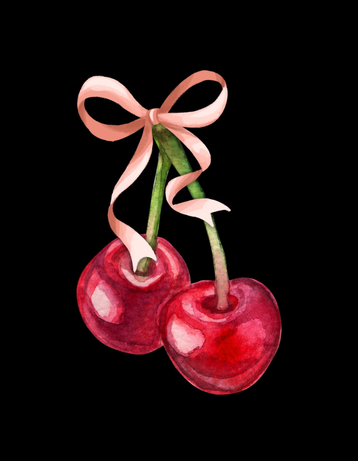Coquette Cherries With Bow Download - Etsy