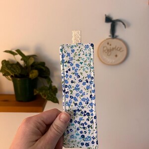 Fabric Bookmark | Blue Flower | Hand Made | Bookish | Gift for Her - Etsy