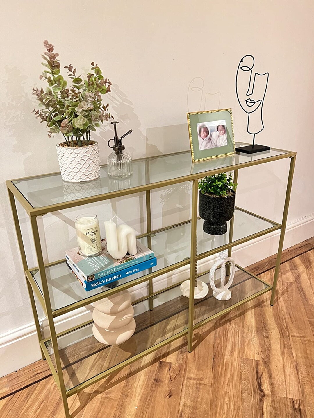 3 Tier Modern Slim Console Table With Storage Shelf and Narrow - Etsy