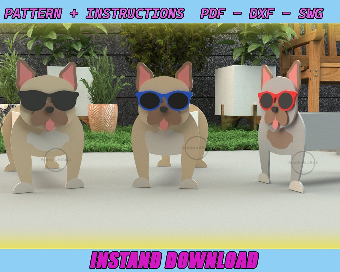 Dog Planters Box Unique Pug Planter and Pot - Wooden Planters - Laser ...