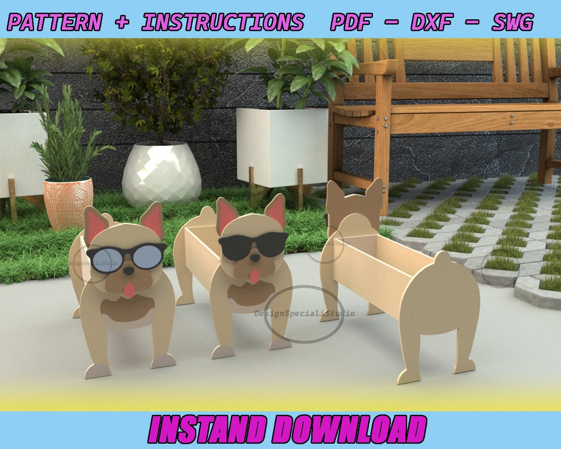 Dog Planters Box Unique Pug Planter and Pot Wooden Planters - Etsy UK